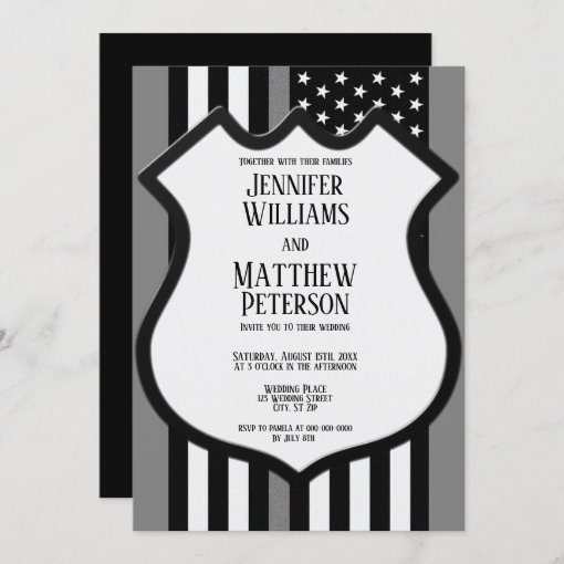 Thin Gray Line Badge Invitation | Zazzle