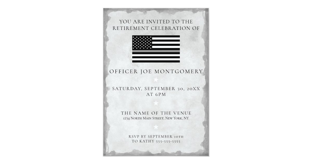 Thin Gray Line Correctional Flag Retirement Party Invitation | Zazzle.com