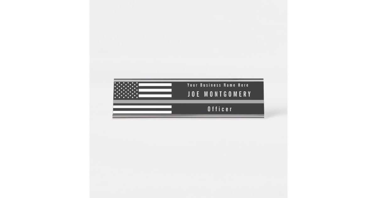 Thin Gray Line Correctional Officer Flag Add Name Desk Name Plate | Zazzle