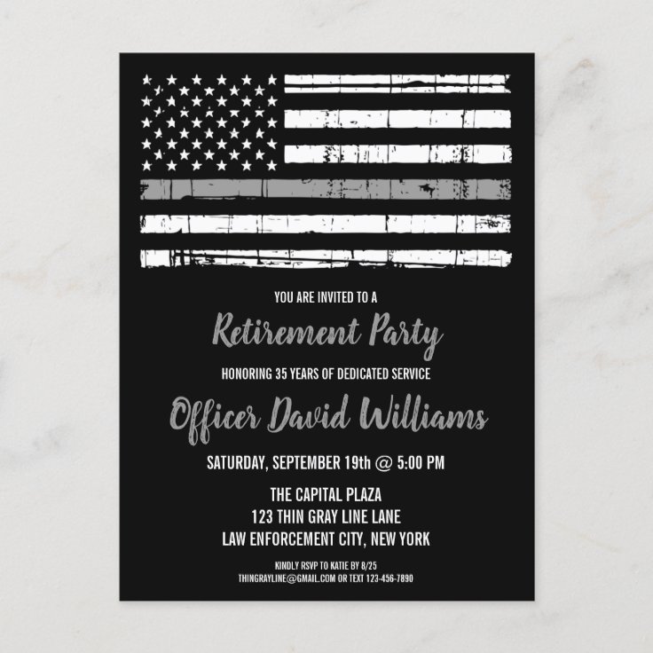 Thin Gray Line Correctional Officer Retirement Announcement Postcard ...