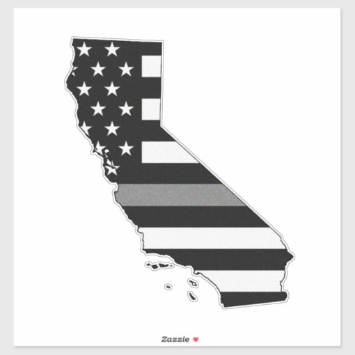 Thin Gray Line Flag California Sticker | Zazzle