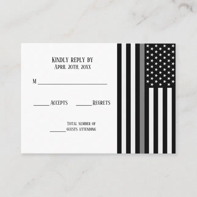 Thin Gray Line Flag Enclosure Card | Zazzle