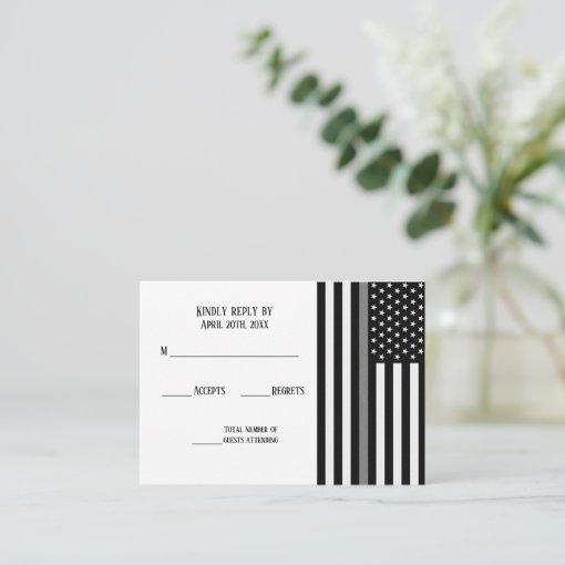 Thin Gray Line Flag Enclosure Card | Zazzle