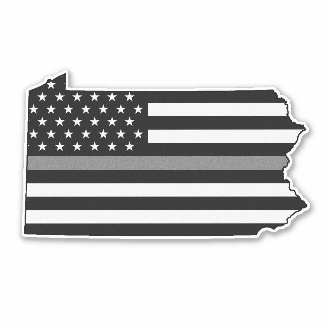 Thin Gray Line Flag Pennsylvania Sticker | Zazzle
