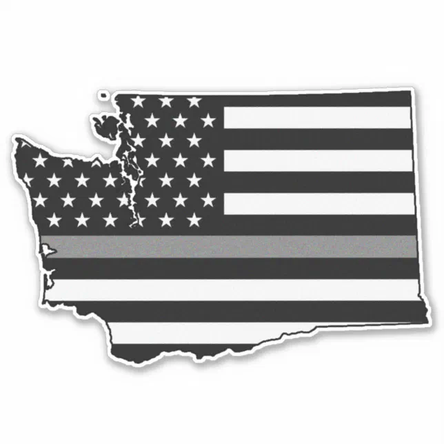 Thin Gray Line Flag Washington Sticker | Zazzle