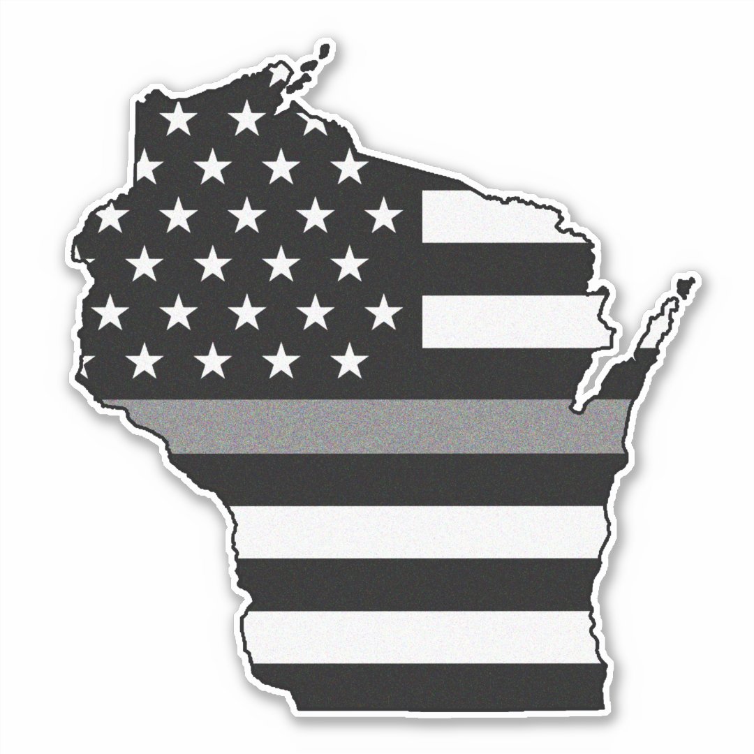 Thin Gray Line Flag Wisconsin Sticker | Zazzle