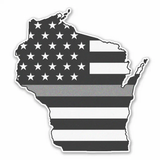 Thin Gray Line Flag Wisconsin Sticker | Zazzle