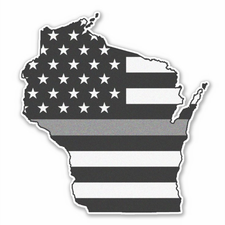 Thin Gray Line Flag Wisconsin Sticker | Zazzle
