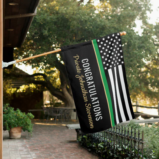 Thin Green Line Army Military Graduation House Flag | Zazzle