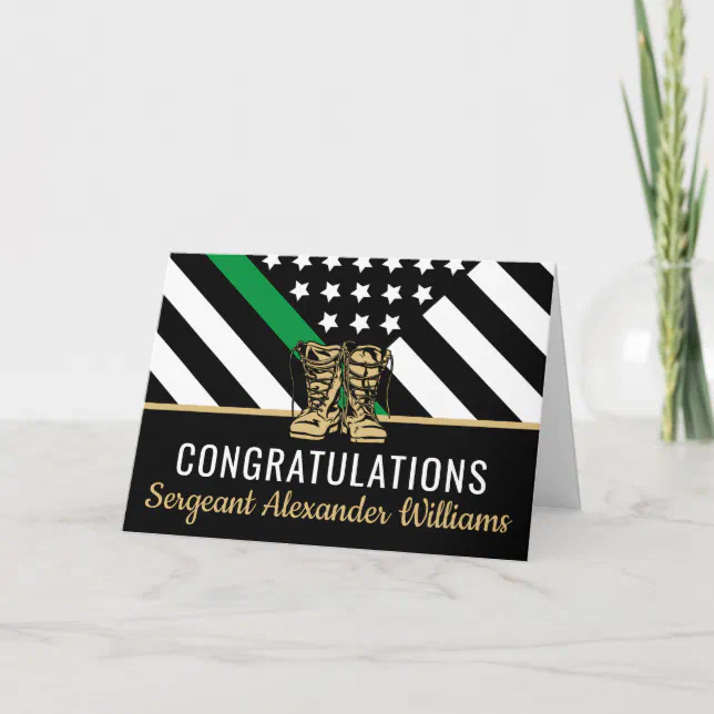 Thin Green Line Flag Army Military Retirement Card | Zazzle