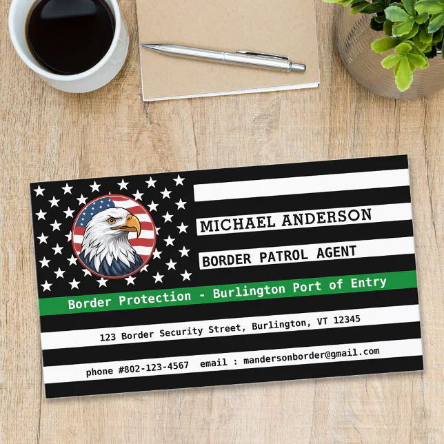 Thin Green Line Flag Custom Border Patrol Agent Business Card | Zazzle