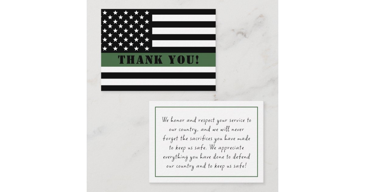 Thin Green Line Flag Military Appreciation Note Card | Zazzle