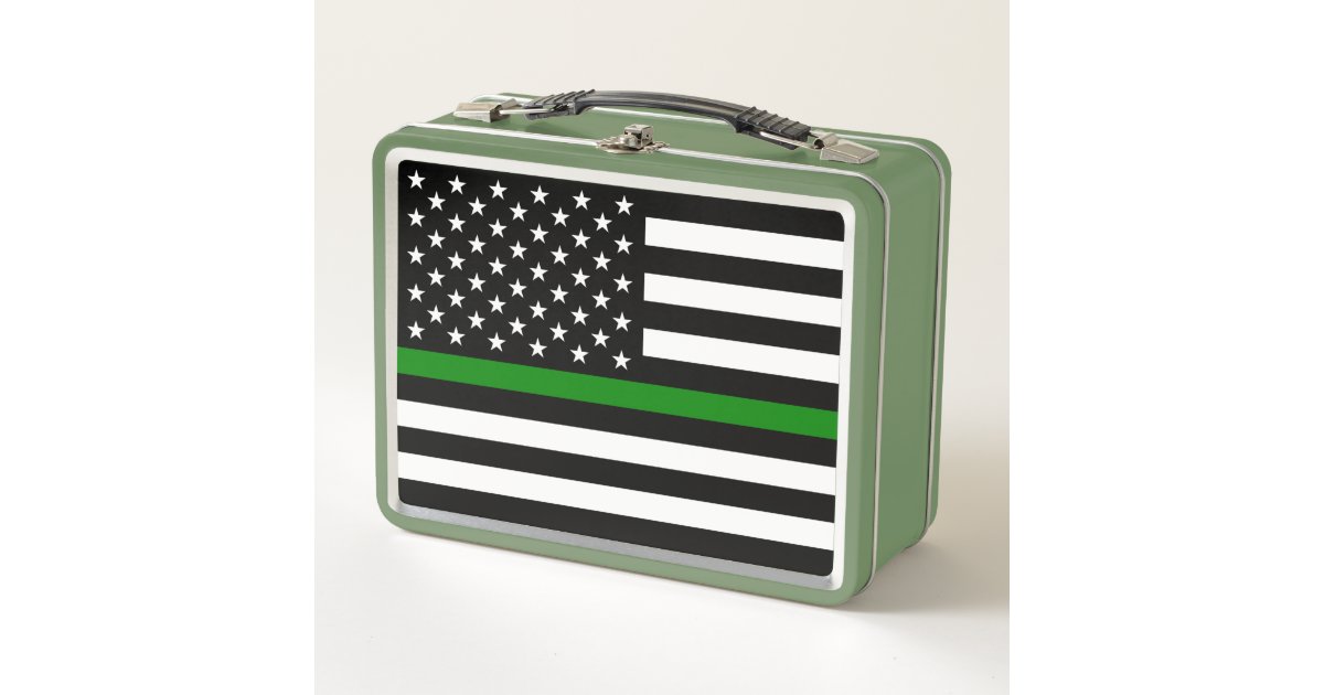 Thin Green Line Flag: Patriotic Military Veterans Metal Lunch Box | Zazzle