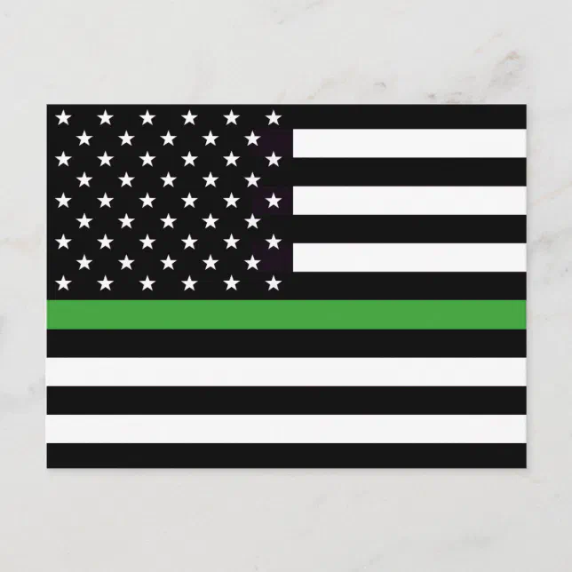 THIN GREEN LINE FLAG POSTCARD | Zazzle