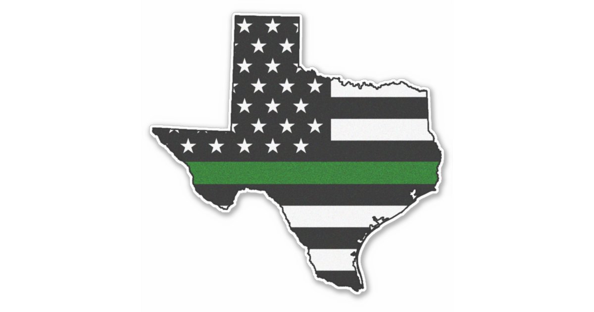 Thin Green Line Flag Texas Sticker | Zazzle