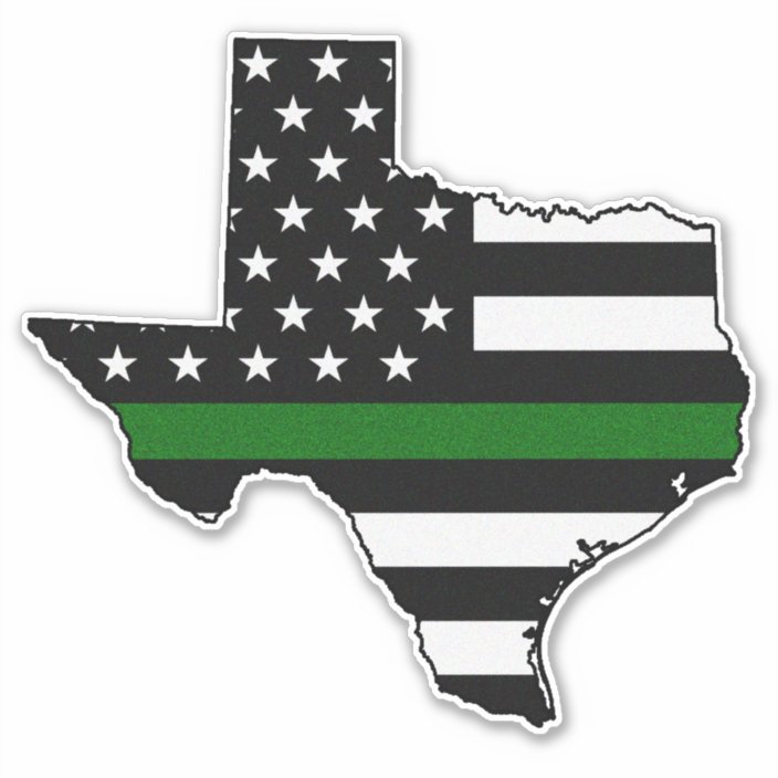 Thin Green Line Flag Texas Sticker | Zazzle.com