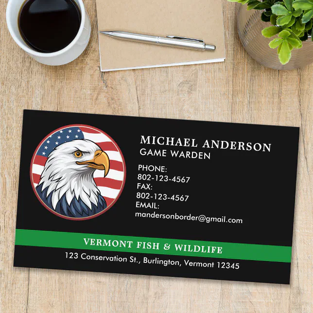 Thin Green Line Military Police Border Patrol Logo Business Card | Zazzle