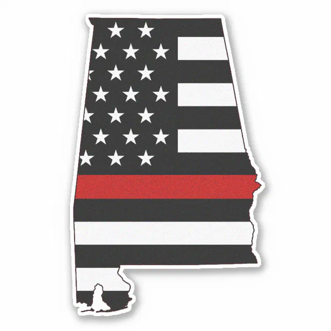 Thin Red Line Alabama Flag Sticker | Zazzle