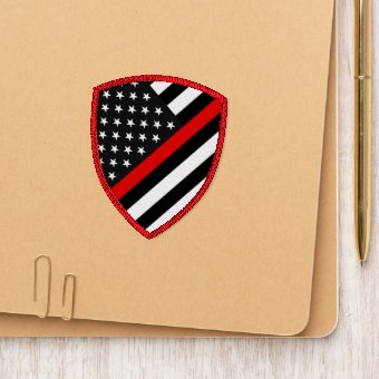 Thin Red Line American Flag Patch | Zazzle