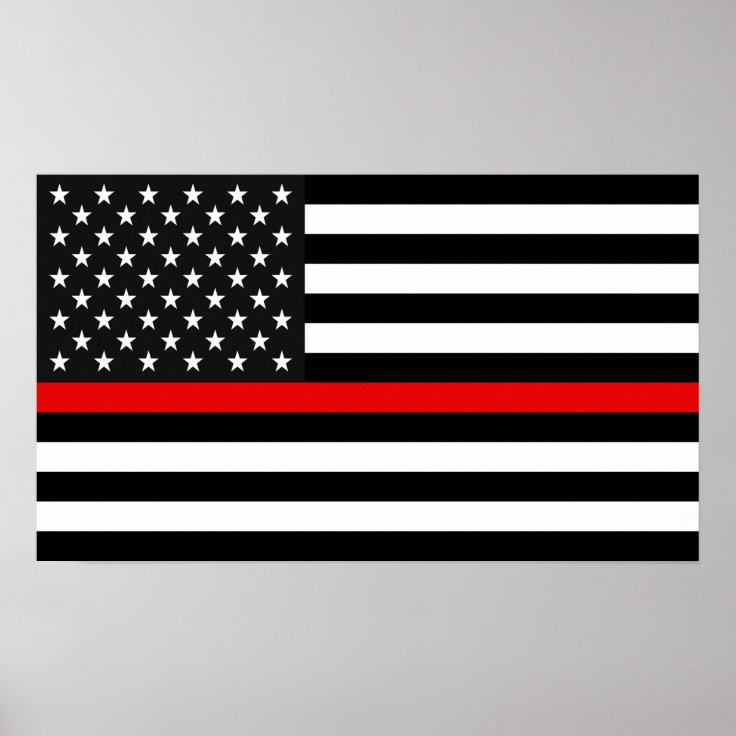 Thin Red Line American Flag Poster | Zazzle