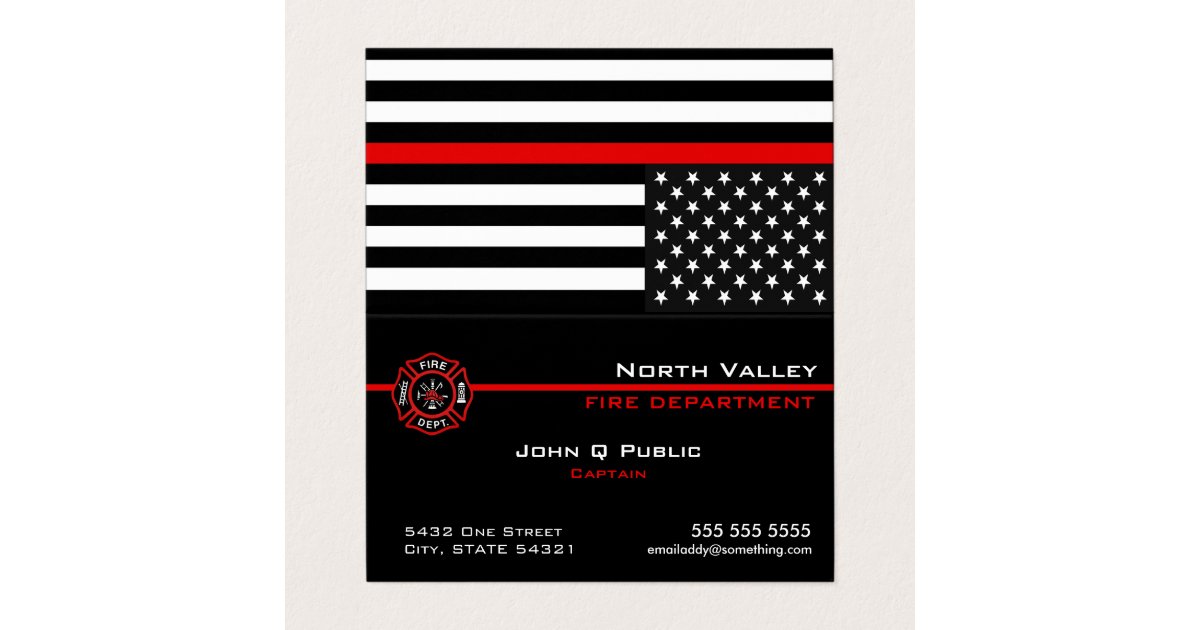 Thin Red Line American Flag QR Code Business Card | Zazzle