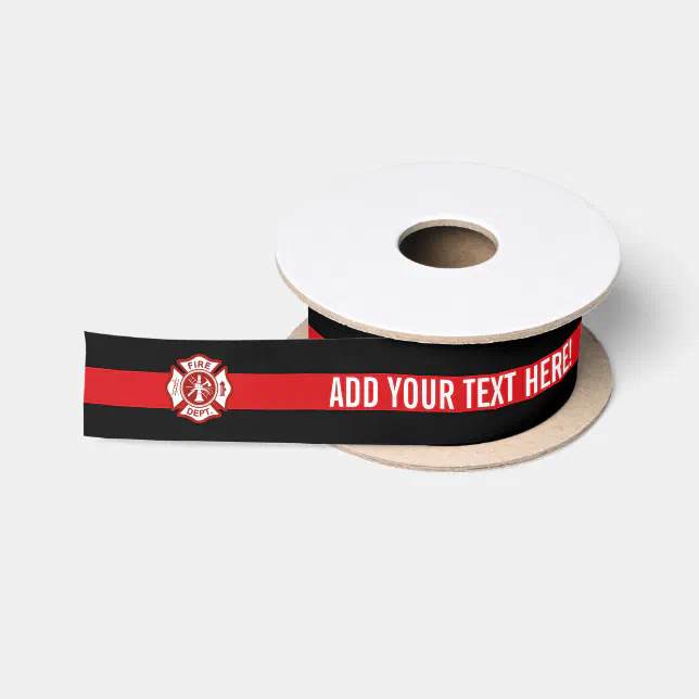 Thin Red Line Custom Text Fire Rescue Satin Ribbon | Zazzle