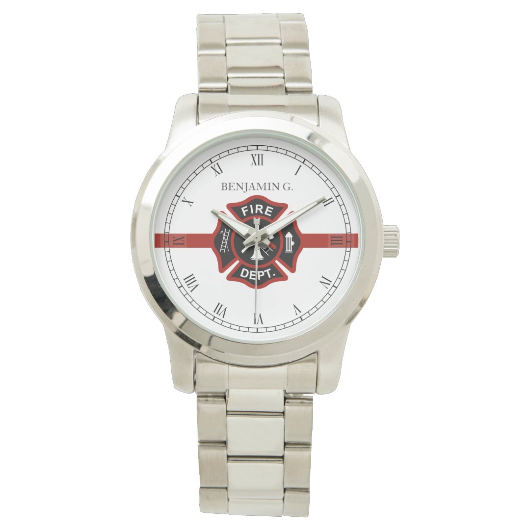 Thin Red Line Customized Fire Rescue Themed Watch | Zazzle