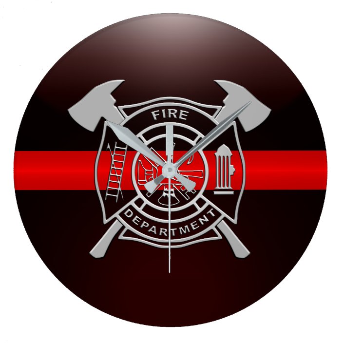 Thin Red Line Fire Station House Large Clock | Zazzle.com