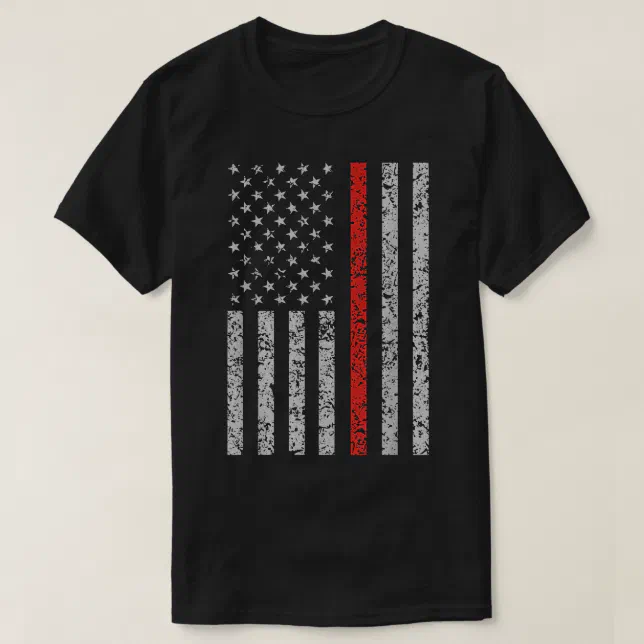 Thin Red Line Firefighter American Flag T-Shirt | Zazzle