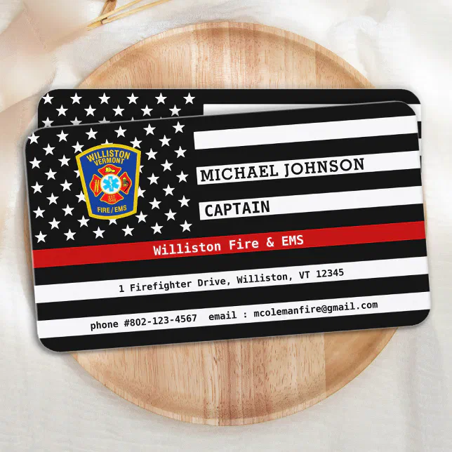 Thin Red Line Firefighter Emblem Fire Department Business Card | Zazzle