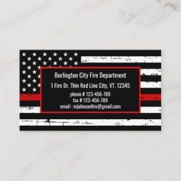 Thin Red Line Firefighter Fire Department Business Card | Zazzle
