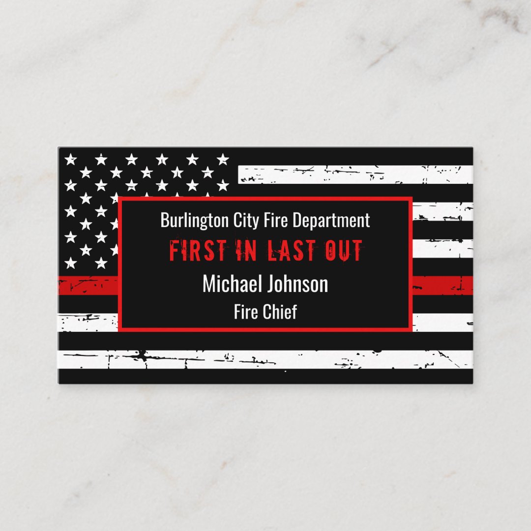 Thin Red Line Firefighter Fire Department Business Card | Zazzle