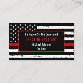 Thin Red Line Firefighter Fire Department Business Card | Zazzle