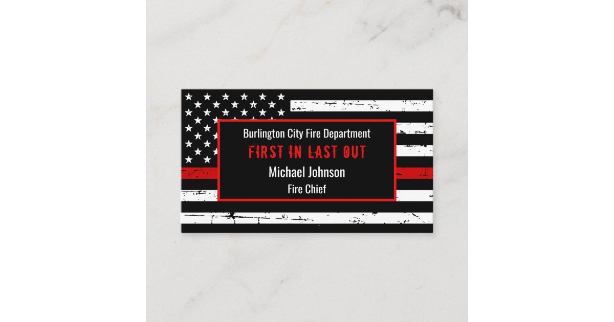 Thin Red Line Firefighter Fire Department Business Card | Zazzle