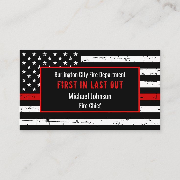 Thin Red Line Firefighter Fire Department Business Card | Zazzle