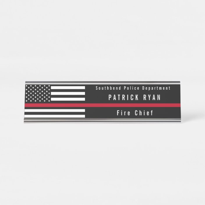 Thin Red Line Firefighter Flag Add Name Desk Name Plate | Zazzle.com