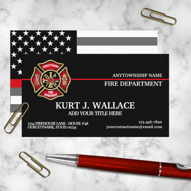 Thin Red Line Firefighter Flag Business Card | Zazzle