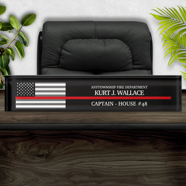 Thin Red Line Firefighter Flag Desk Name Plate | Zazzle