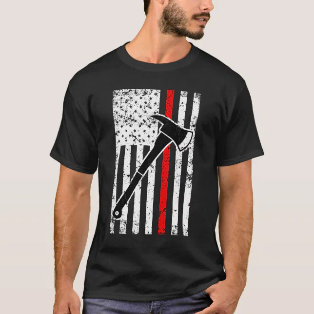 Thin Red Line Firefighter men's Flag T-shirt | Zazzle