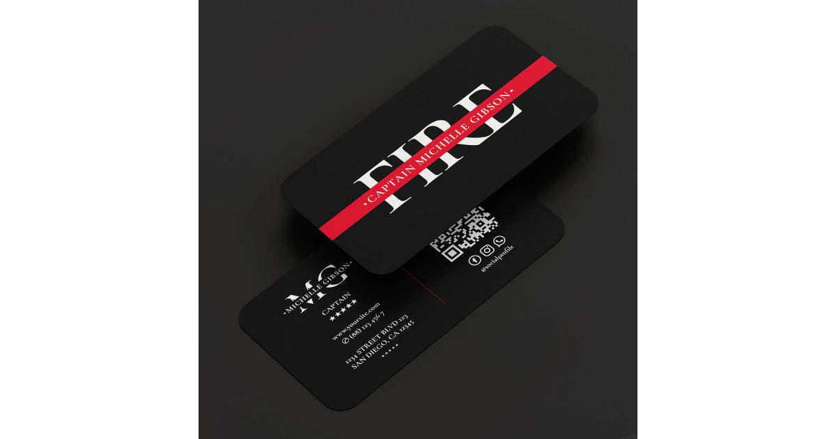 Thin Red Line Firefighter Modern Fire Department Business Card | Zazzle