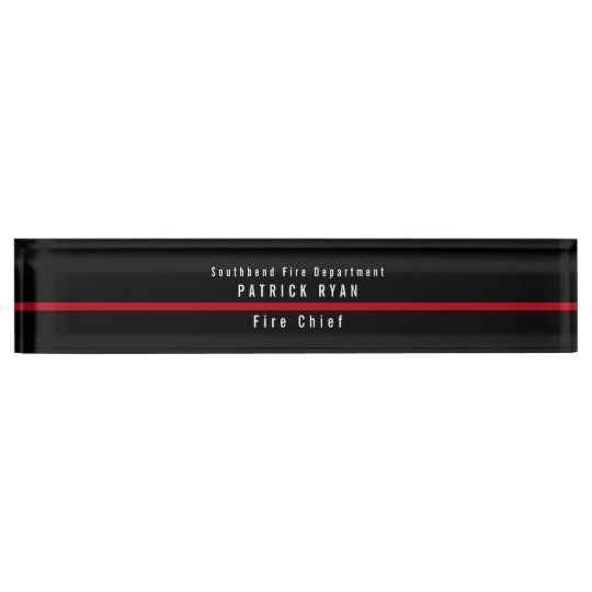Thin Red Line Firefighter Modern Monogram Desk Name Plate | Zazzle.com