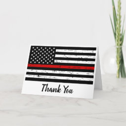 Thin Red Line Firefighter Thank You Card | Zazzle