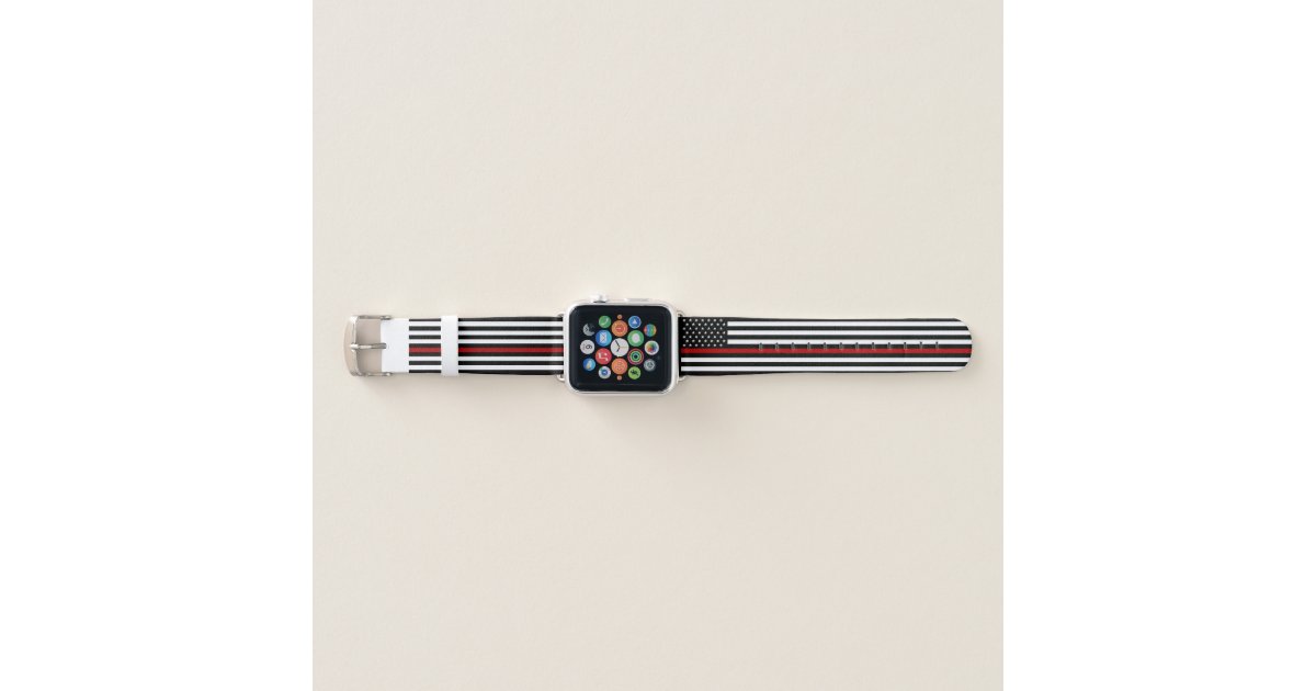 Thin Red Line Flag Apple Watch Band | Zazzle