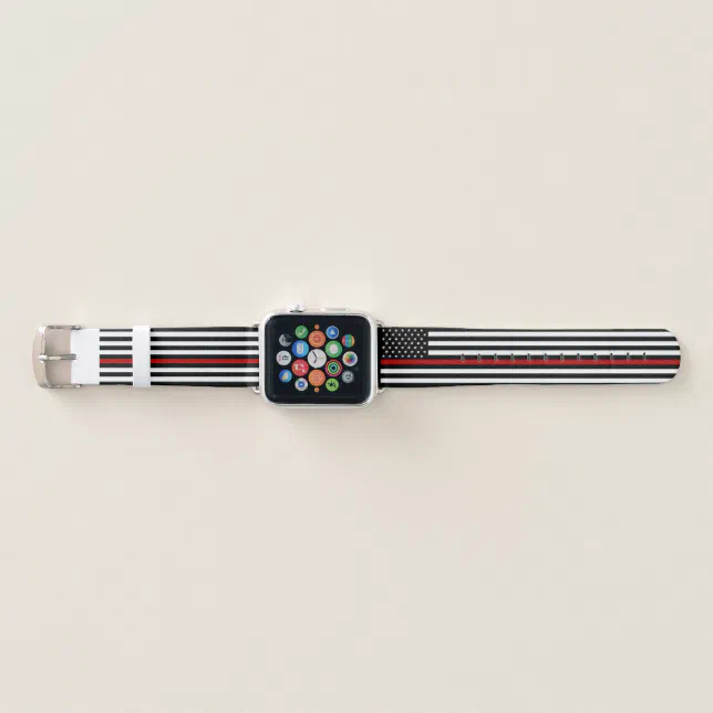 Thin Red Line Flag Apple Watch Band | Zazzle