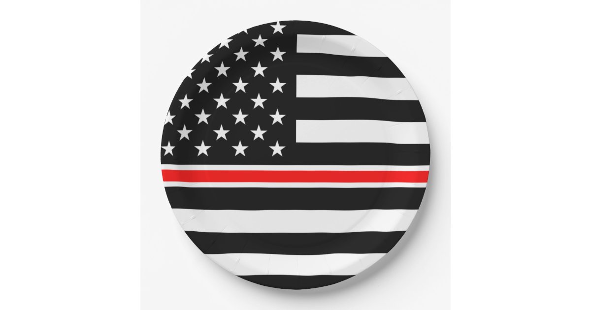 Thin Red Line Flag: Firefighter Hero Memorial Paper Plates | Zazzle