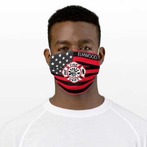 Thin Red Line Flag, Firefighter Reusable Adult Cloth Face Mask | Zazzle