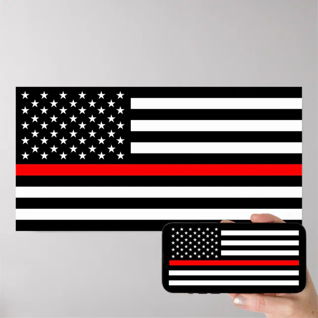 thin red line flag fireman firefighter usa united poster | Zazzle