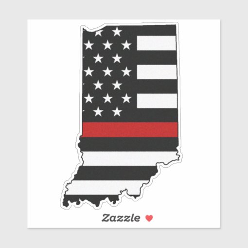 Thin Red Line Flag Indiana Sticker | Zazzle