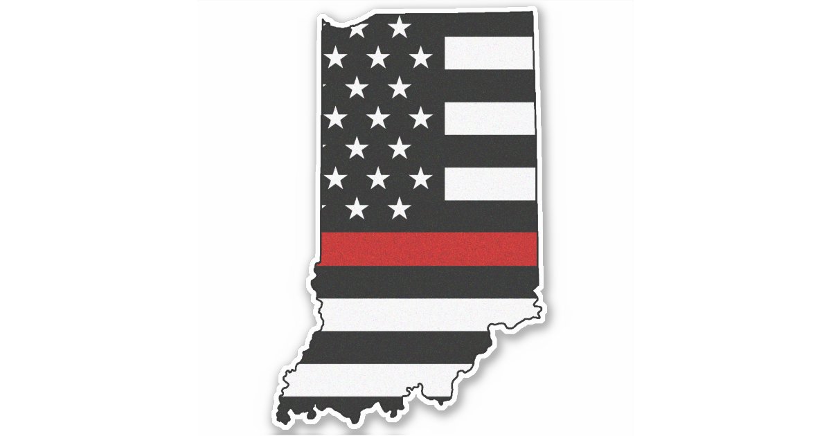 Thin Red Line Flag Indiana Sticker | Zazzle