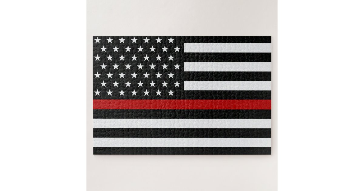 Thin Red Line Flag Jigsaw Puzzle | Zazzle